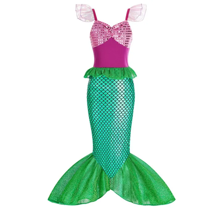 Disney Little Mermaid Ariel Princess Costume Kids Purple Dress For ...