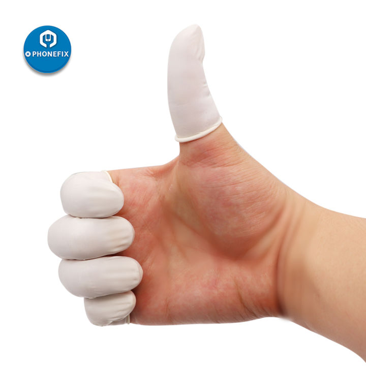 50pcs White Latex Rubber Finger Cots For Electronic Soldering Repair ...