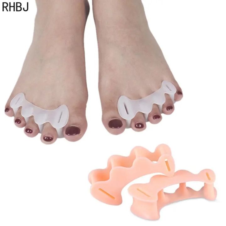 RHBJ 2Pcs=1Pair Hard Silicone Toe Finger Separator 3 Hole Hallux Valgus ...
