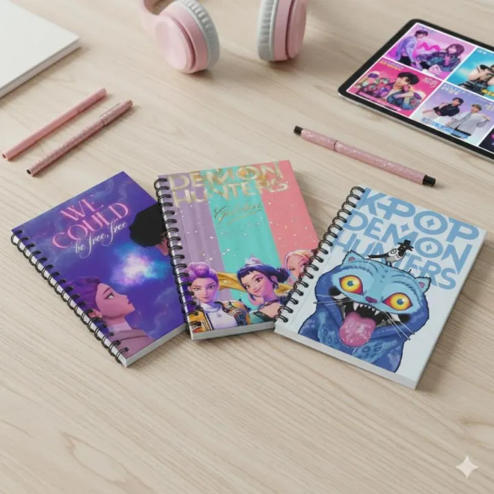 A5 KPop Demon Hunters Spiral Notebook Anime Cartoon Huntrix Peripheral ...