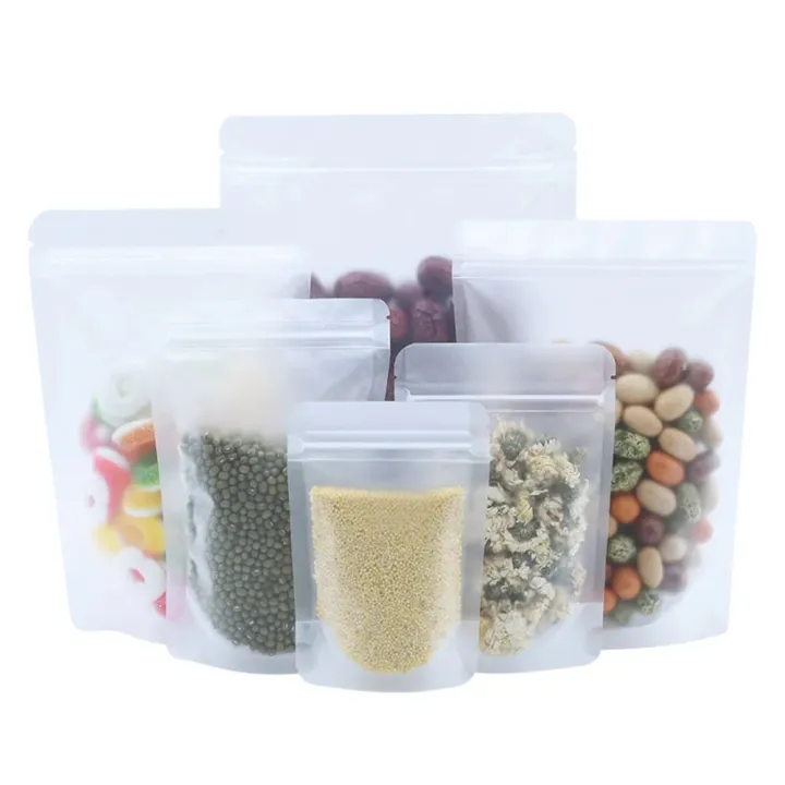 zip lock bags 100Pcs Matte Clear Zip Lock Stand Up Bag Self Seal ...