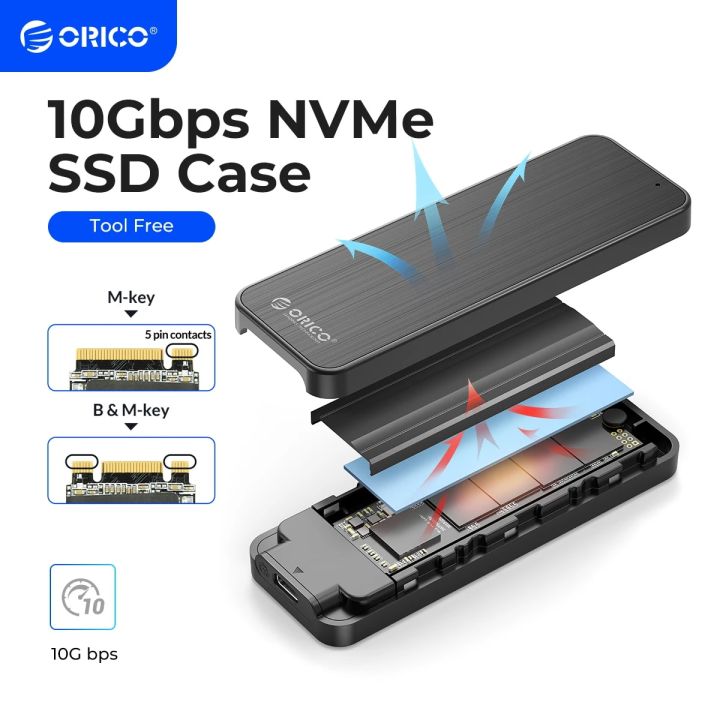 ORICO M2 SATA/NVMe Enclosure USB3.2 Gen2 Type C 10Gbps PCIe SSD ...