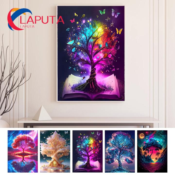 Rhinestone Painting Kit 5d Tree Moon Scenery Rhinestone Painting Diy ...