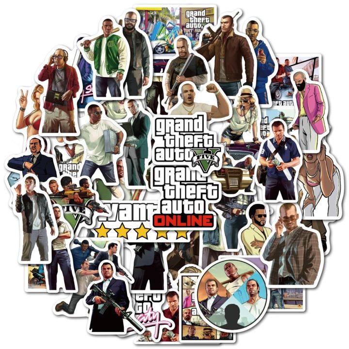 10/50pcs Game GTA Stickers Grand Theft Auto Pack Fridge Laptop ...