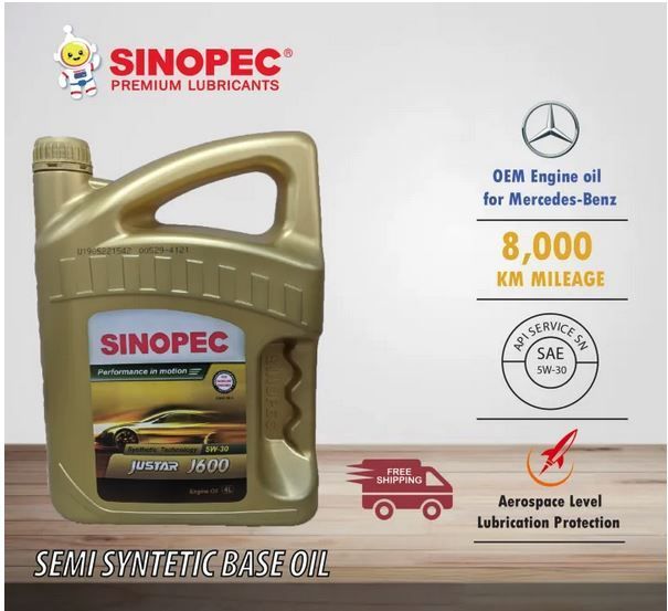 SINOPEC 5W30 SEMI-SYNTHETIC Engine Oil (Made in Singapore) 8000KM ...