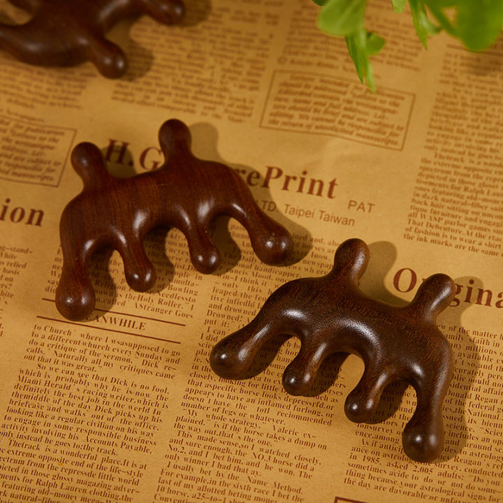 Wood Therapy Comb Head Face Scalp Gua Sha Facial Sandalwood Wide Tooth ...