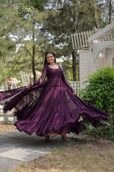 Long party frocks ruffle with shawl for girls and women | Daraz.lk