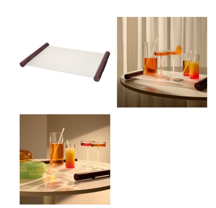IKEA VARMBLIXT, Tray, frosted glass/dark red, 34x48 cm | Daraz.lk
