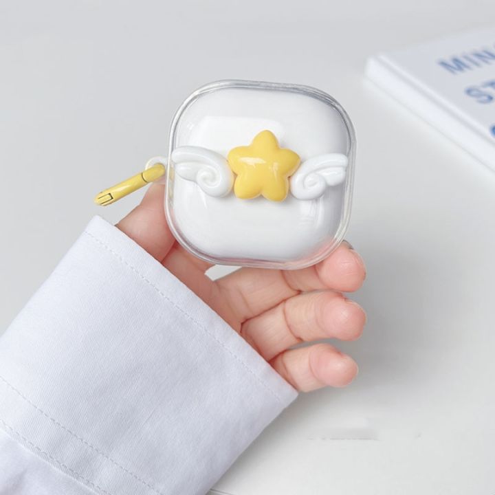 Cute 3D Star Wings Cartoon Clear Earbuds Cover For Samsung Galaxy Buds ...