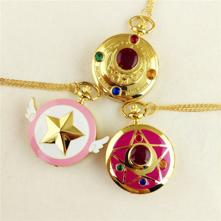 Foreign Trade Cartoon Children Flip Pocket Watch Diamond Cardcaptor ...
