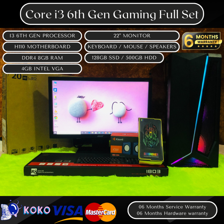 Core I3 6th Gen RGB Gaming Desktop PC Computer Full Set | 8GB Ram ...