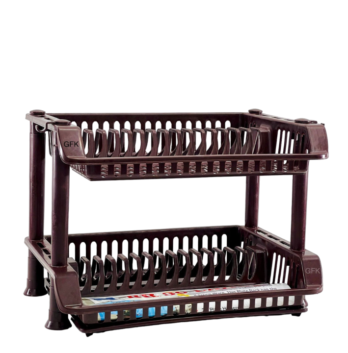Plate Holder / Dish Rack with Hooks 2 Layers Plate Rack Multi-Purpose ...