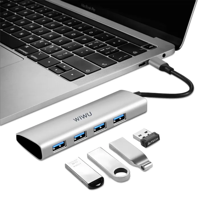 WIWU Alpha (4-in-1) A440 USB-C to 4xUSB3.0 Convertor for Mac Book Hub ...