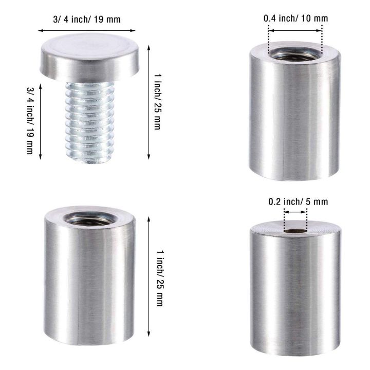 QUANBU 24Pcs 3/4 x 1 Inch Sign Holders Standoff Screws Wall Standoff ...