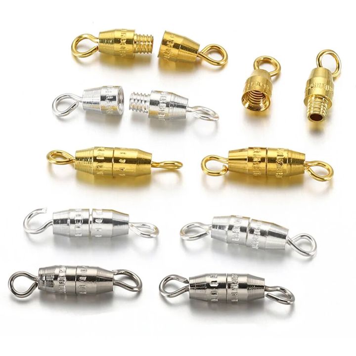50pcs 16x2mm Cylinder Fasteners Buckles Closed Beading End Clasp Screw ...