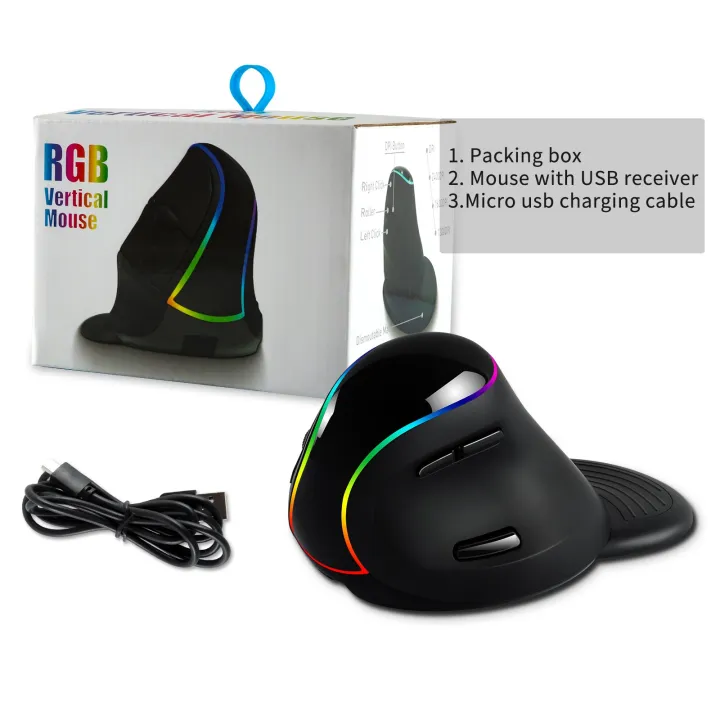 Ergonomic Vertical USB Gamer RGB Optical Computer Mause 1600DPI ...