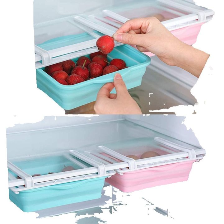 Refrigerator Drawer Storage Box Transparent Plastic Foldable Storage ...