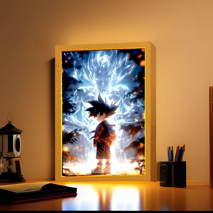 Anime Figure Light Painting Photo Frame Dragon Ball Z Goku Led Night ...