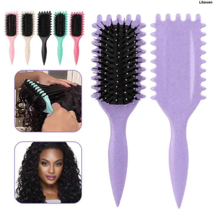 LikewenAffordableCurl Define Styling Brush Boar Bristle Detangling Hair ...