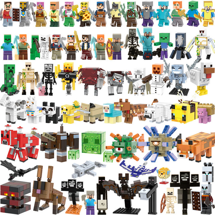 【Cheap】Minecraft Minifigure Iron Golem Steve Zero Red Villager Building ...