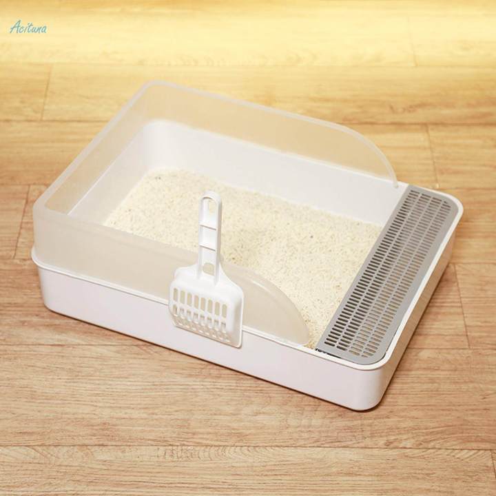 Cat Litter Box Sandbox Pet Toilet Splashproof Removable Semi Closed ...