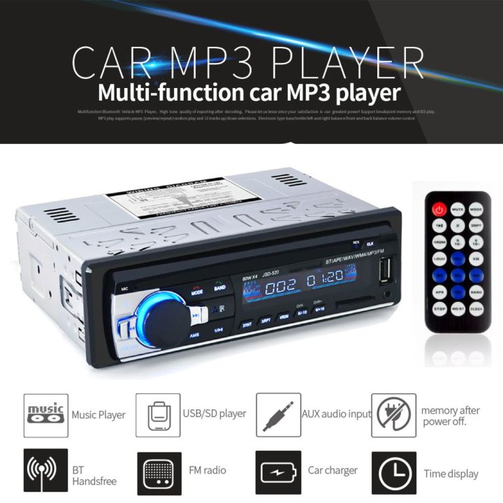 Car MP3 Bluetooth USB FM Radio Single Din Player With USB/SD & AUX ...