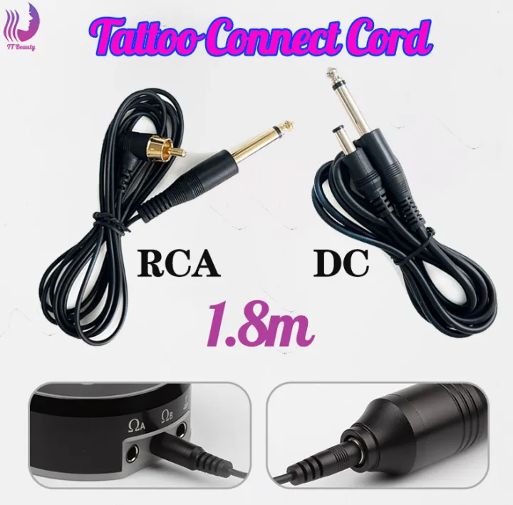 Tattoo Connector Cord RCA/DC Port 1.8m Tattoo Clip Cable for Rotary ...