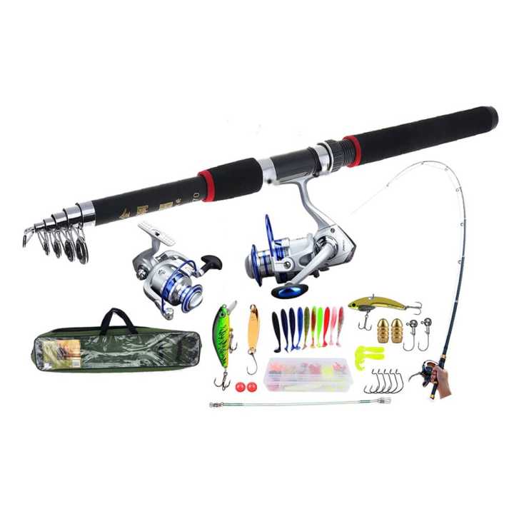 Professional 11Feet /3.6m flexible Telescopic Fishing & Full Lure Kit ...