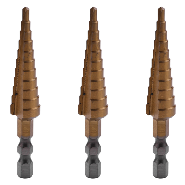 (GGBR) 3pcs 1/4 Inch Hex Shank HSS High Speed Steel Titanium Coated ...