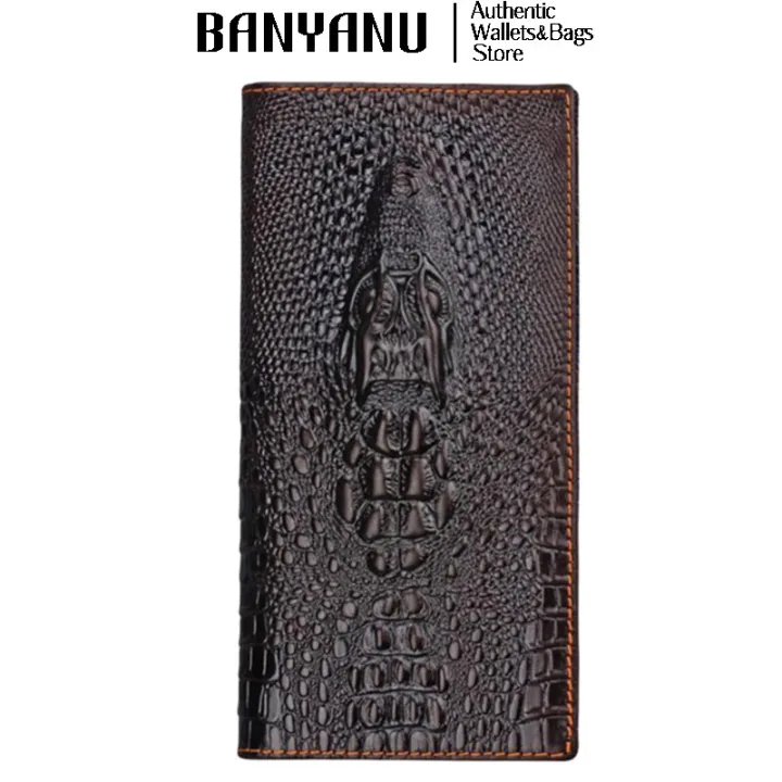 BANYANU Crocodile Pattern Men Wallet Original Genuine Leather Long ...