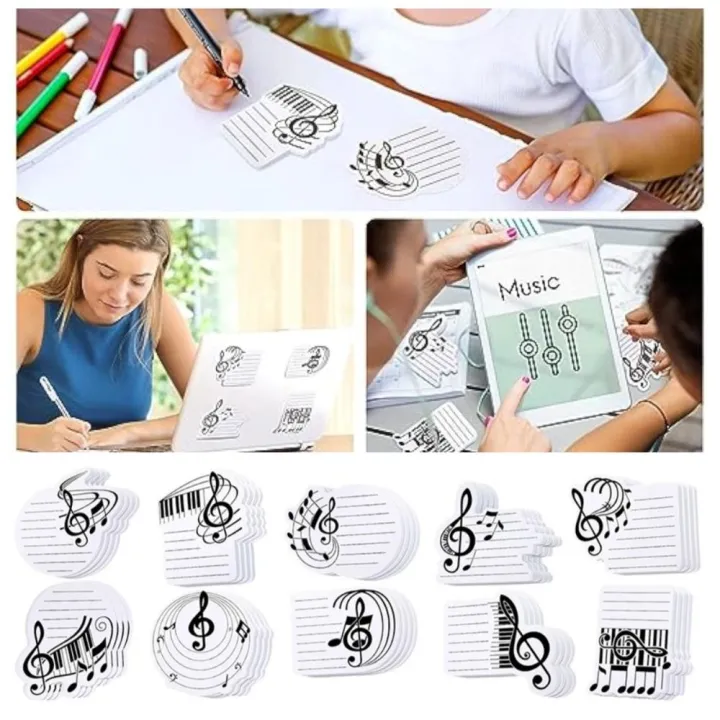 10Pcs/Set Cartoon Self-adhesive Music Note Sticky Notes Smooth Writing ...