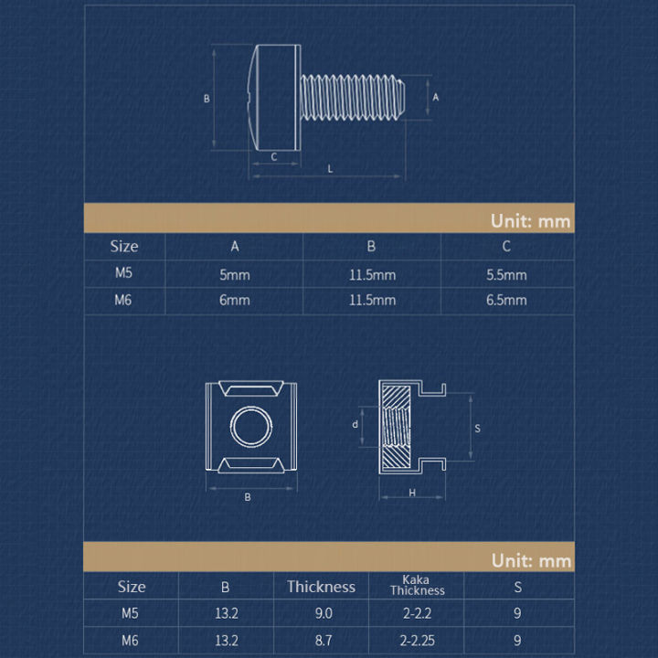 5pcs Cage Nuts M5 M6 304 Stainless Steel Square Hole Hardware Server ...