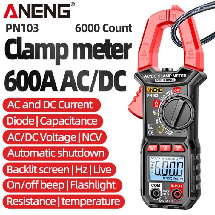 ANENG PN103 Digital Clamp Meter 6000 Counts Ammeter Voltmeter Digital ...