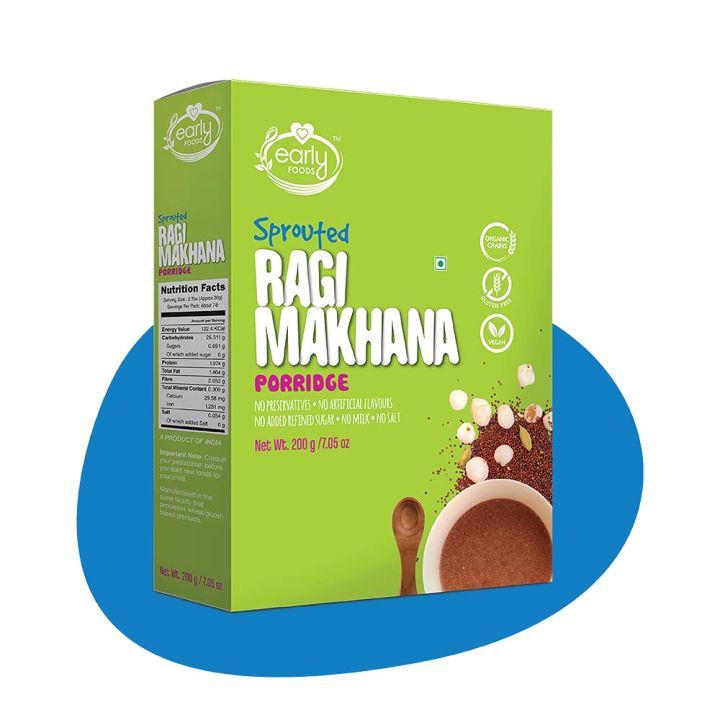 Early Foods Sprouted Ragi & Makhana Porridge Mix, 200g (FROM INDIA) SAB ...
