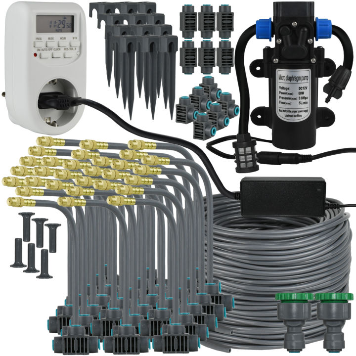 5m-30m Garden Drip Irrigation Kit Timer Watering System Bendable Mist ...