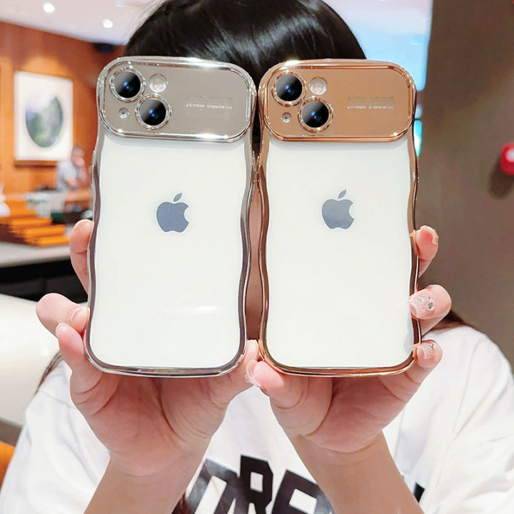 Fashionable And Minimalist wave shaped large window For iPhone16 15 13 ...