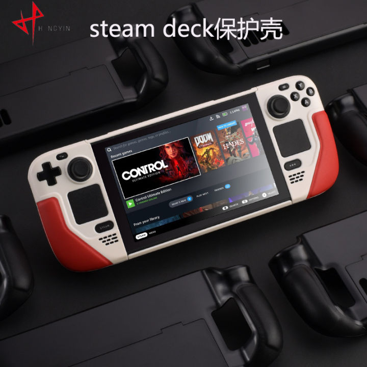 Red printed steamdeck protective shell cowhide package host with stand ...