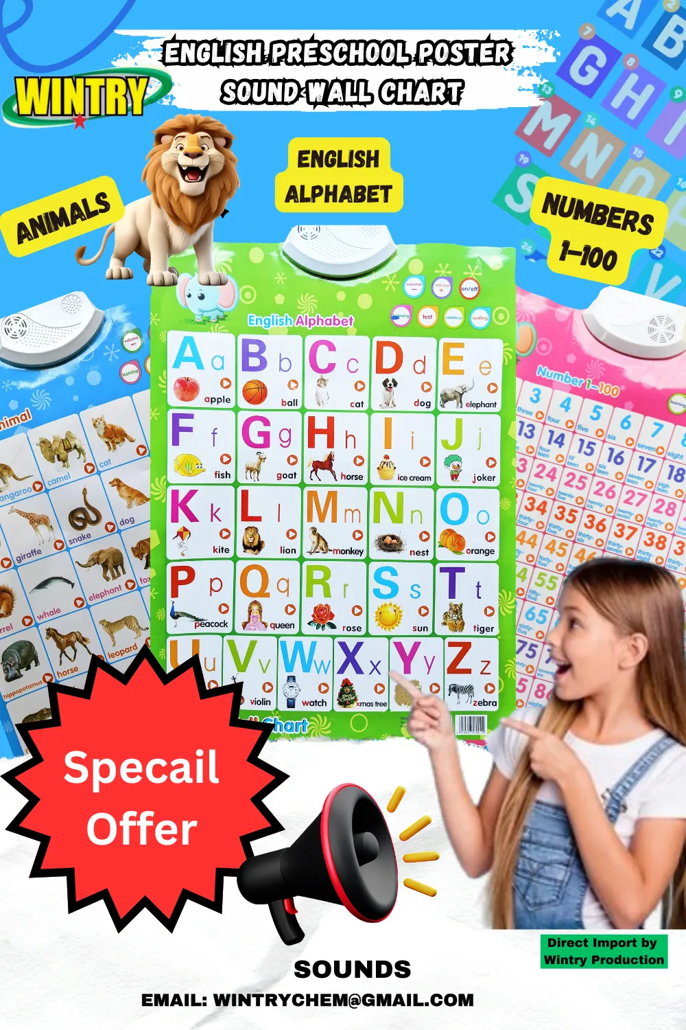 English Preschool Poster Sound Wall Chart Early Educational Toy ...