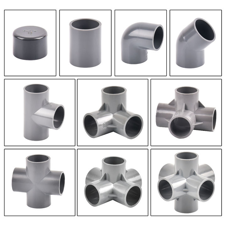 20/25/32mm Grey Pvc Fittings Straight Elbow Tee Cross Connector Water ...