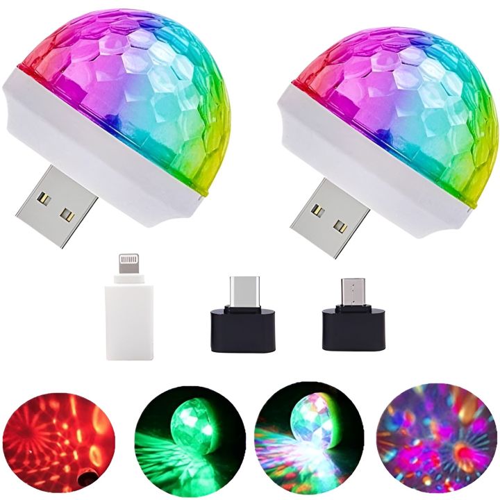 USB Party Lights Mini Disco Ball,Led Small Magic Ball Sound Control DJ Stage Light Colorful ...