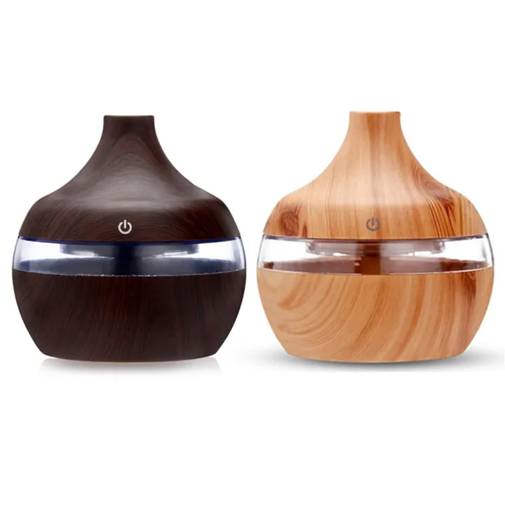 Wood Grain Ultrasonic Air Humidifier Aroma Essential Oil Diffuser Home ...