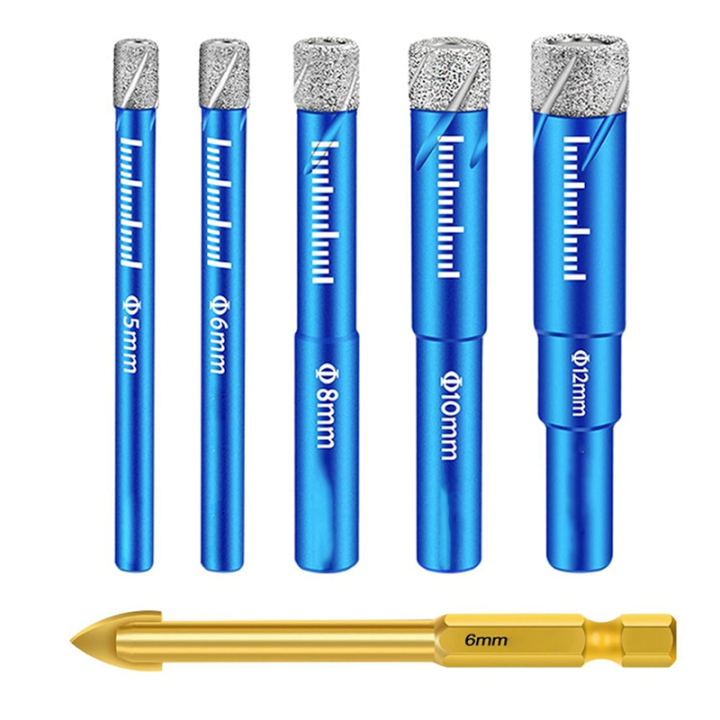 5PCS Dry Diamond Core Drill Bits Set for Porcelain Tile, Ceramic Drill ...