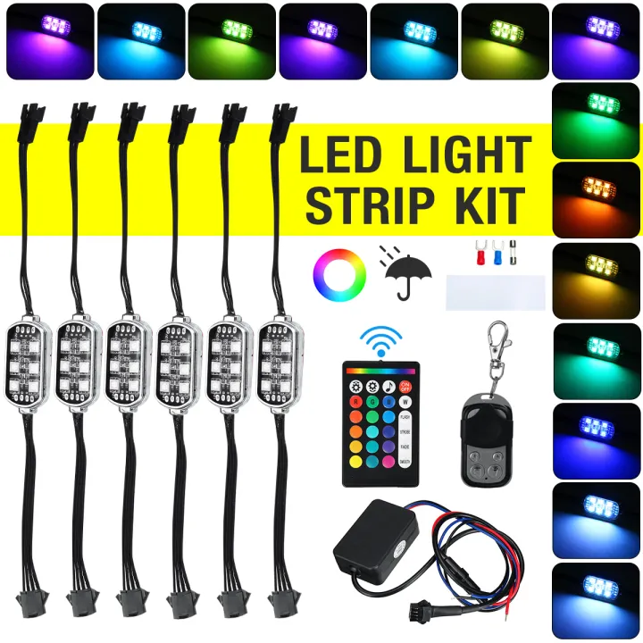 Motorcycle ATV RGB LED Neon Under Glow Light Strip Kit-Black | Daraz.lk