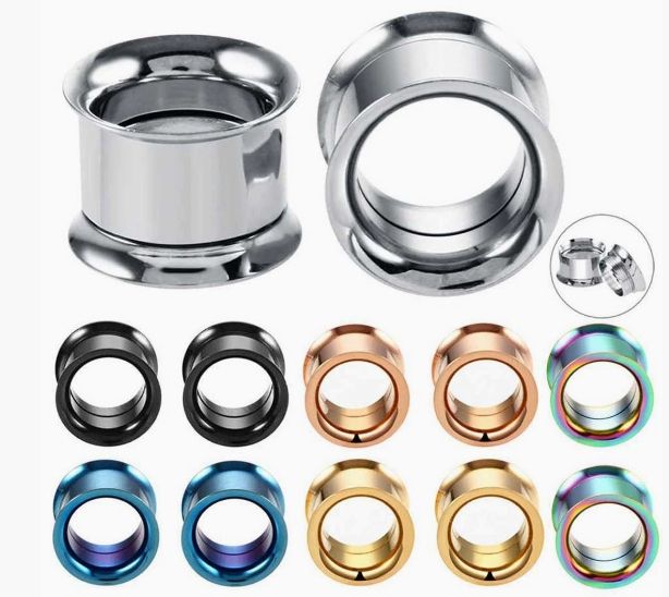 2pcs/lot Steel Ear Plugs Tunnel Flesh Gauges Tunnels Ear Expander ...