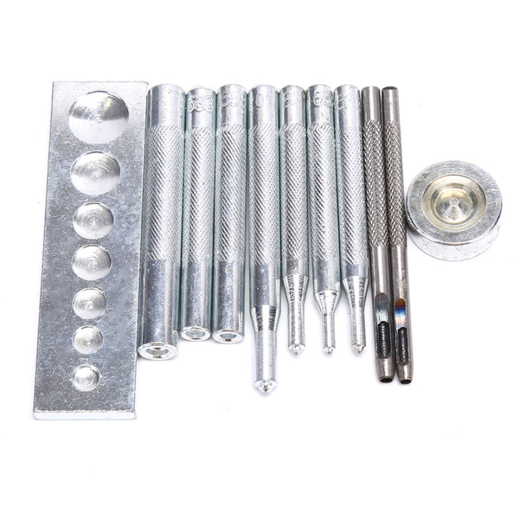 11Pcs/Set DIY Leather Tool Die Punch Hole Snap Rivet Button Setter Base Kit Conbo | Daraz.lk