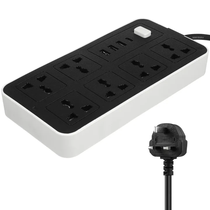 Flat Power Strip Extension Cable Multi Plug Outlet With USB Charging ...