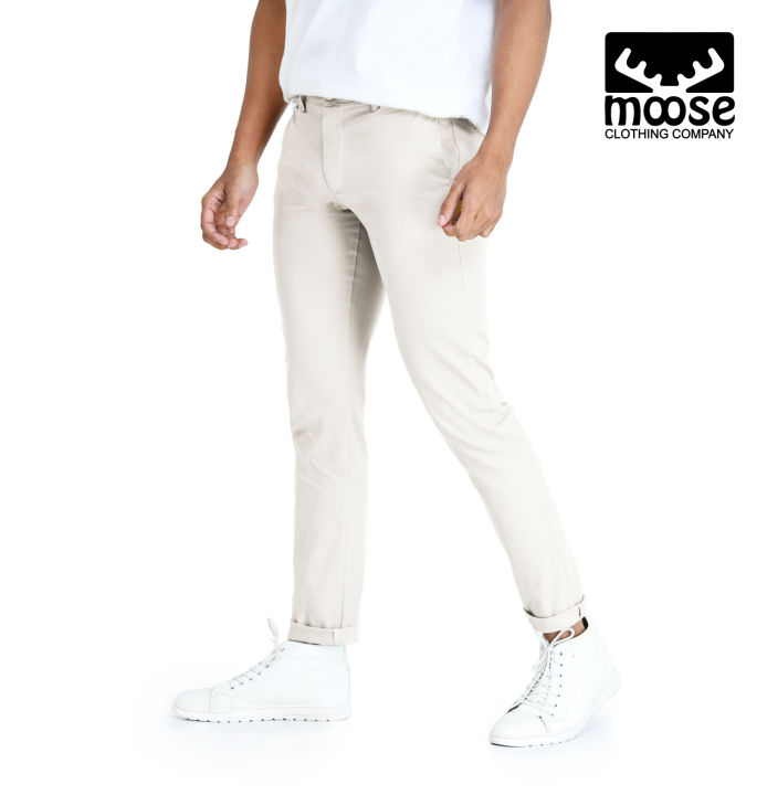 Moose Men’s Slim Fit Chino Pant - White Sand | Daraz.lk