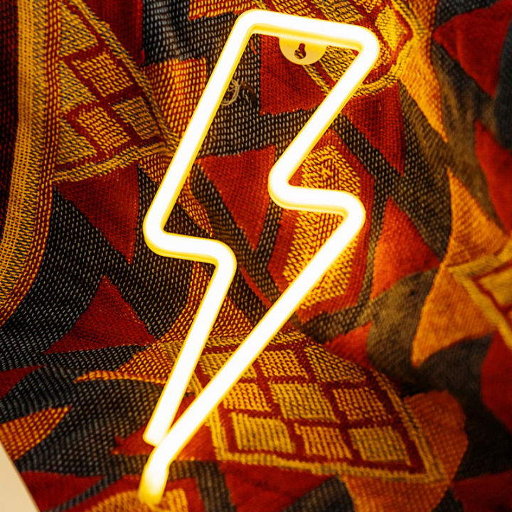 Lightning Shaped Neon Signs w Base,LED Light,Atmosphere Lighting for ...