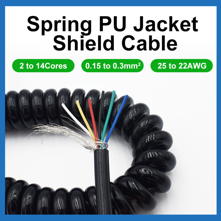 Spring Spiral Shield Cable 2 4 6 8 10 12 14 Core 0.15/0.2/0.3mm2 ...