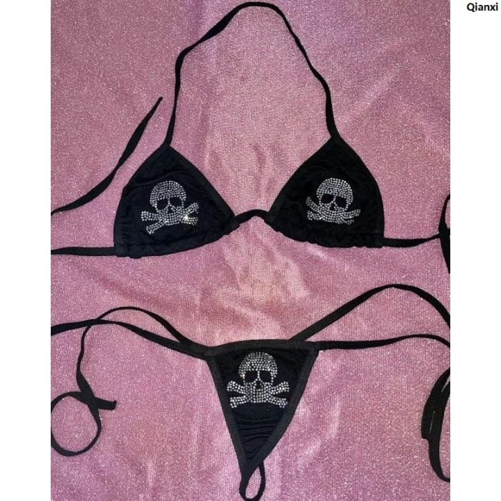 QianxiSales promotion Women Gothic Y2k Goth Punk Rhinestone Skeleton ...